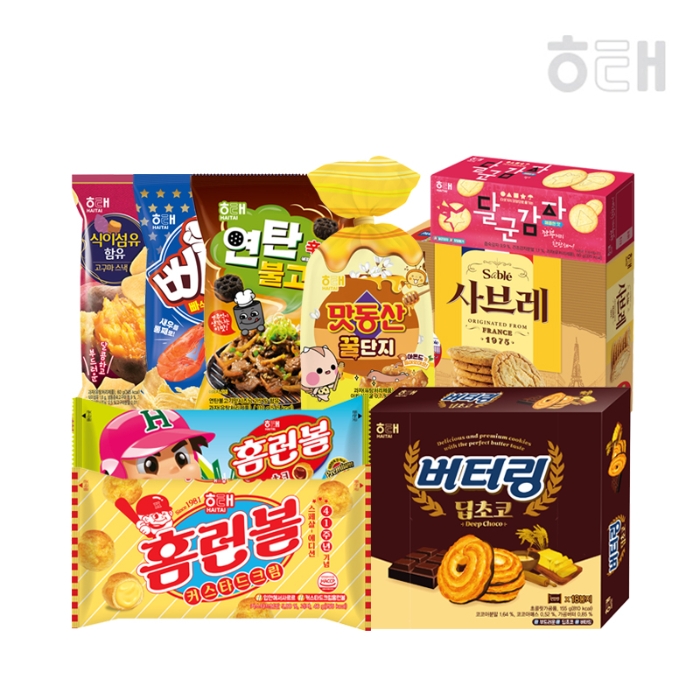 해태 신제품 버터링 딥초코 X3개 외 혼합모음 미니초코칩 사브레 오사쯔맛탕 빠새 홈런볼 달군감자 신당동떡볶이 티몬